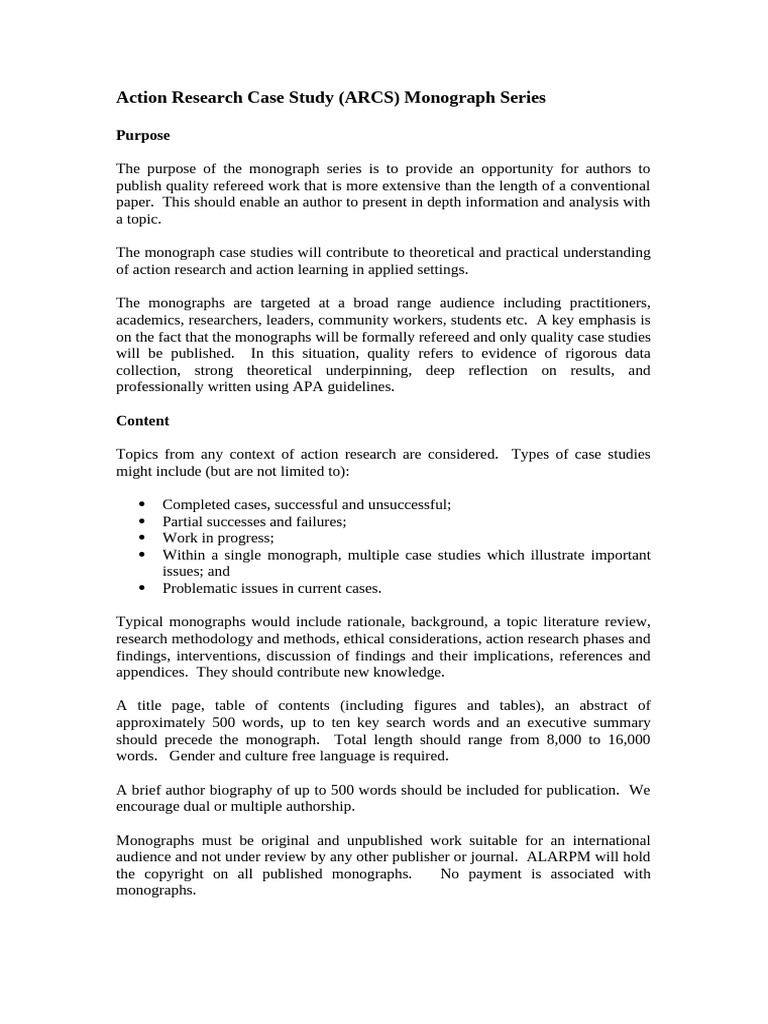 Action Research Monograph Guidelines 9mar07 | PDF | Action Research | Cognition