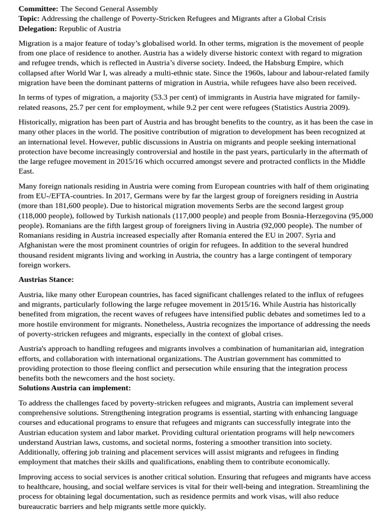 Sids Second Position Paper | PDF | Human Migration | Immigration