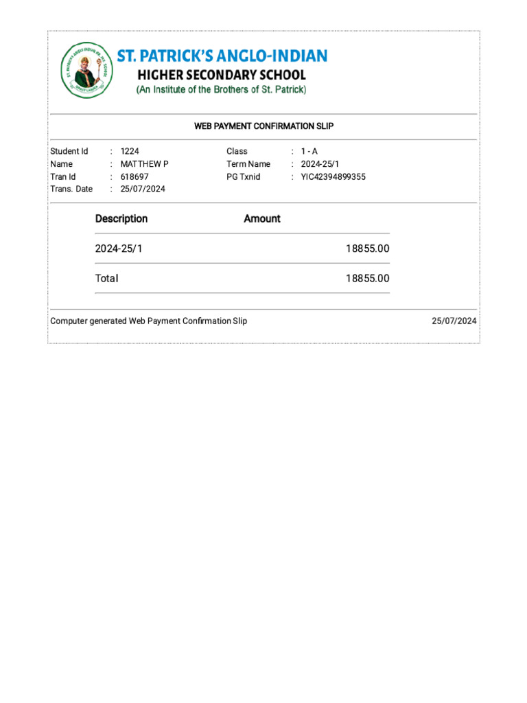 Student Payment Confirmation | PDF