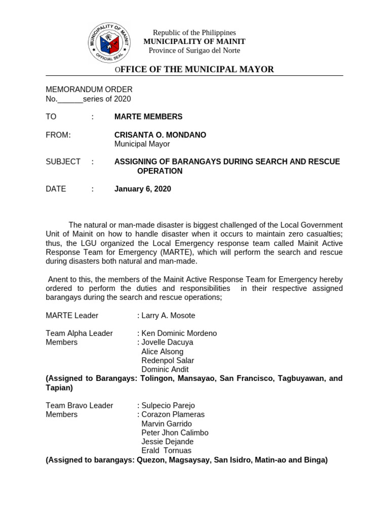 Marte Barangay Assignment | PDF