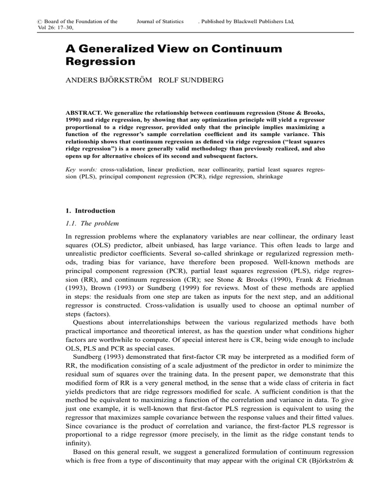 11.Bj&S2 Generalized Continumm Regression | PDF | Linear Regression ...
