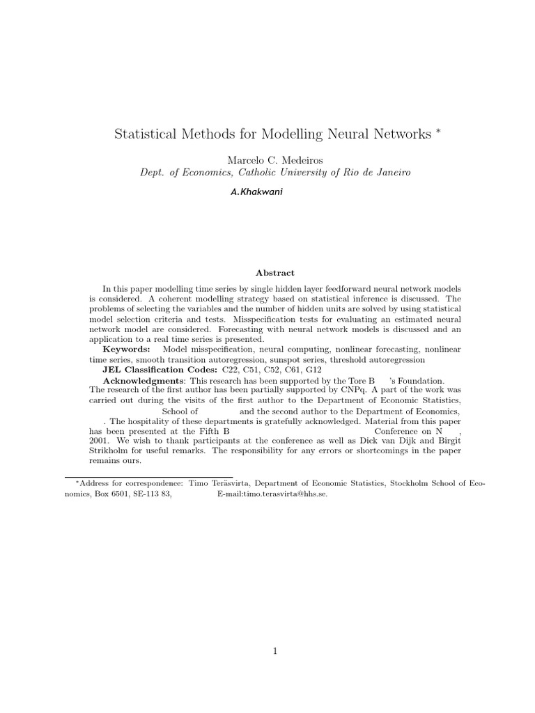 Statistical Methods For Modelling Neural | PDF | Ordinary Least Squares | Akaike Information ...