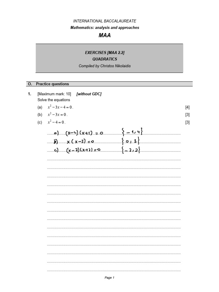 (Maa 2.2) Quadratics | PDF | Quadratic Equation | Elementary Mathematics