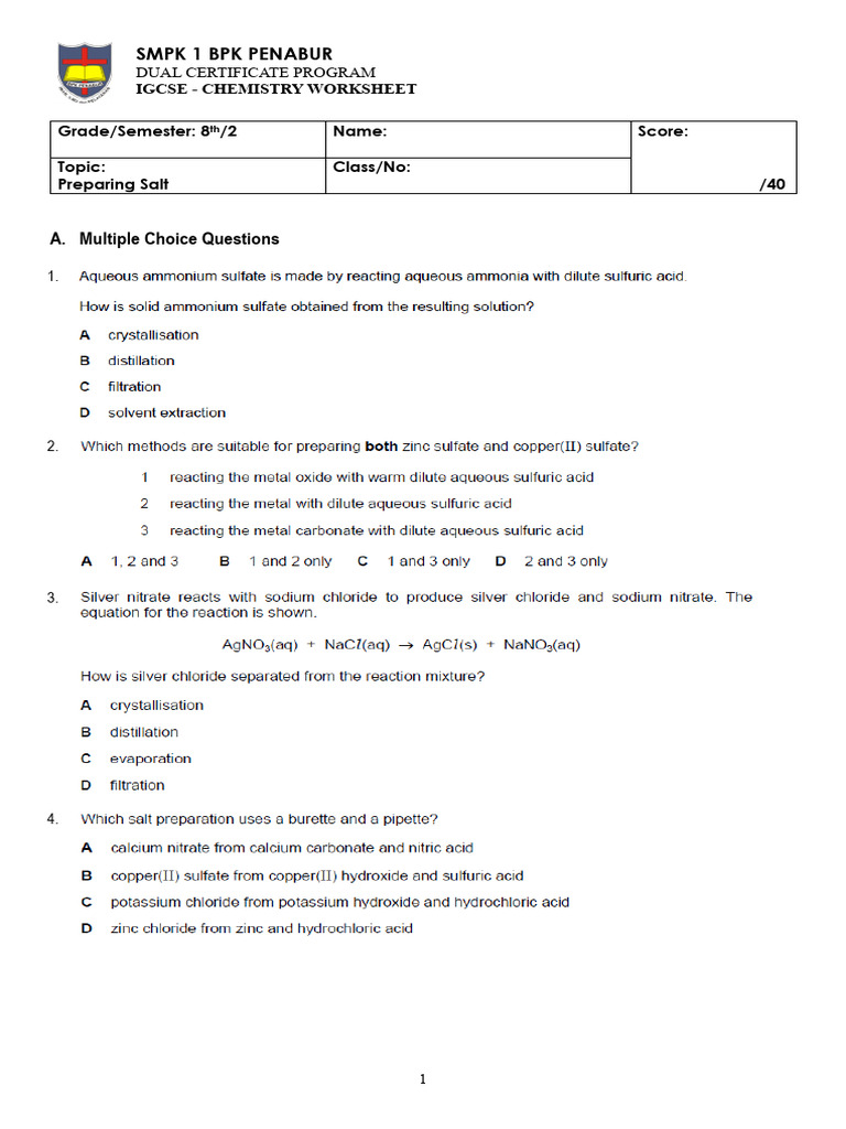 Worksheet Preparing Salt 240422 172816 | PDF
