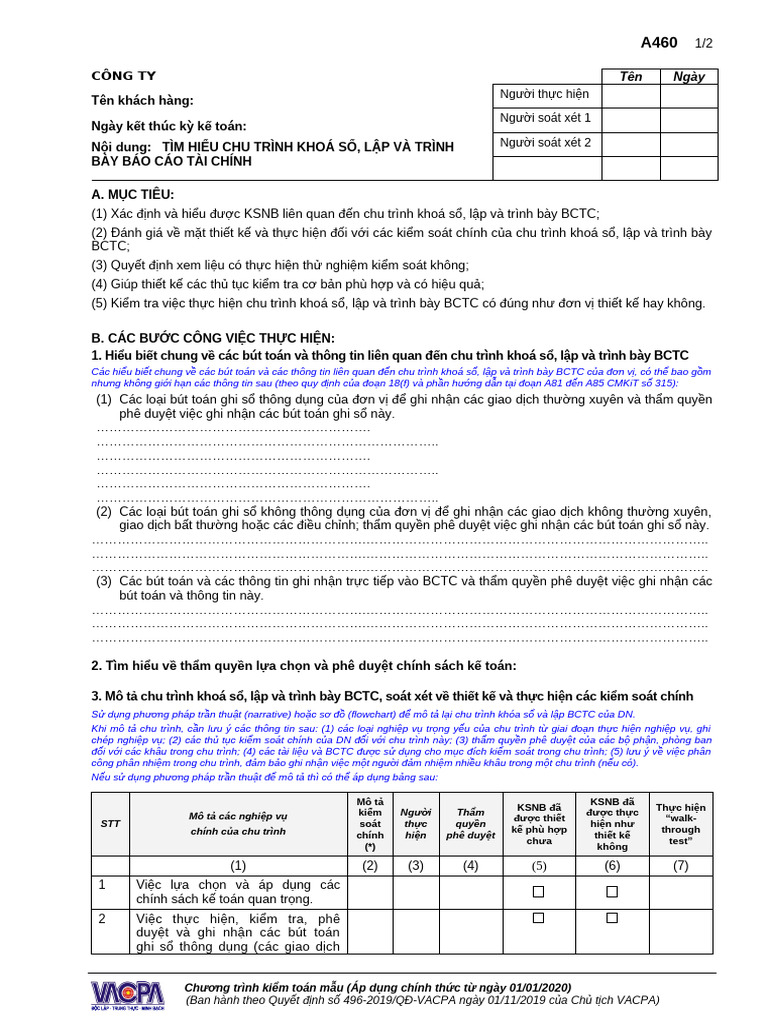 A460 - Tim hieu chu trinh khoa so va lap BCTC | PDF