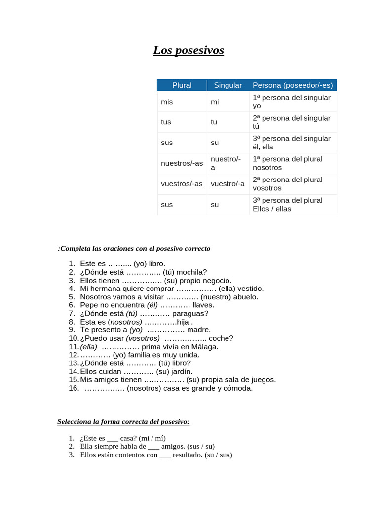 Posesivos | PDF | Moda | Ropa