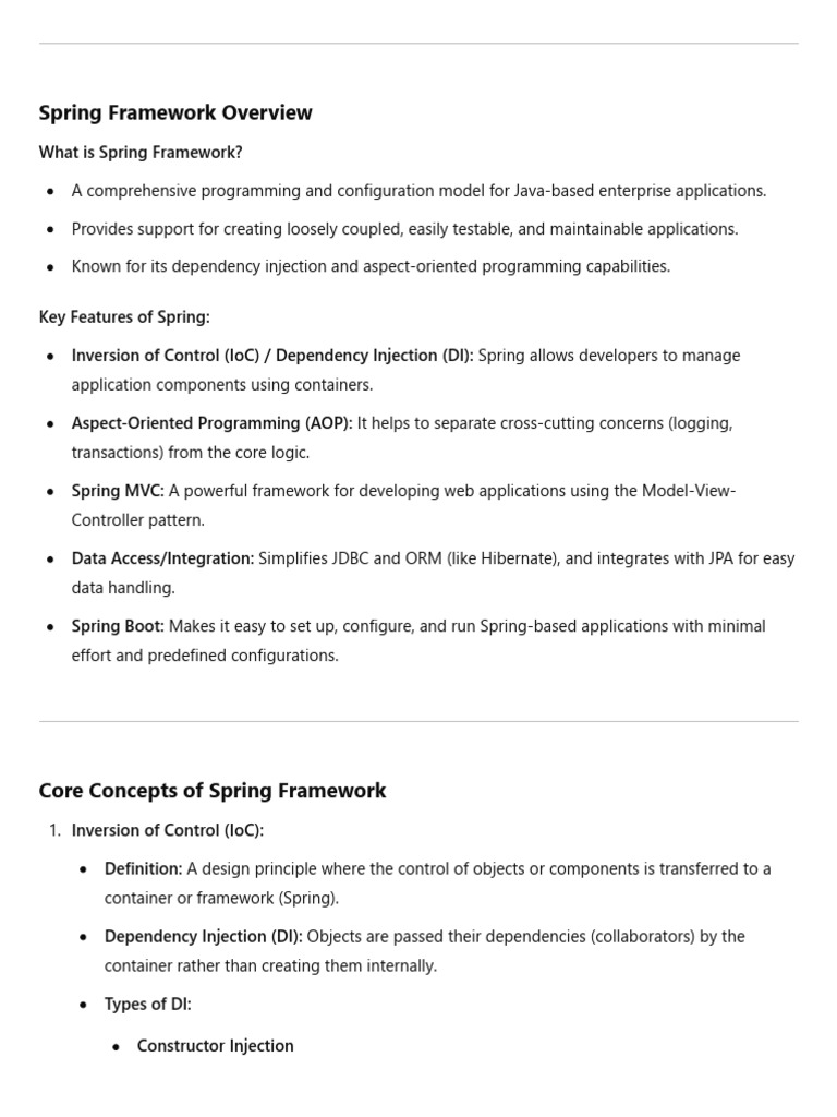CORE JAVA INTERVIEW | PDF | Spring Framework | Model–View–Controller