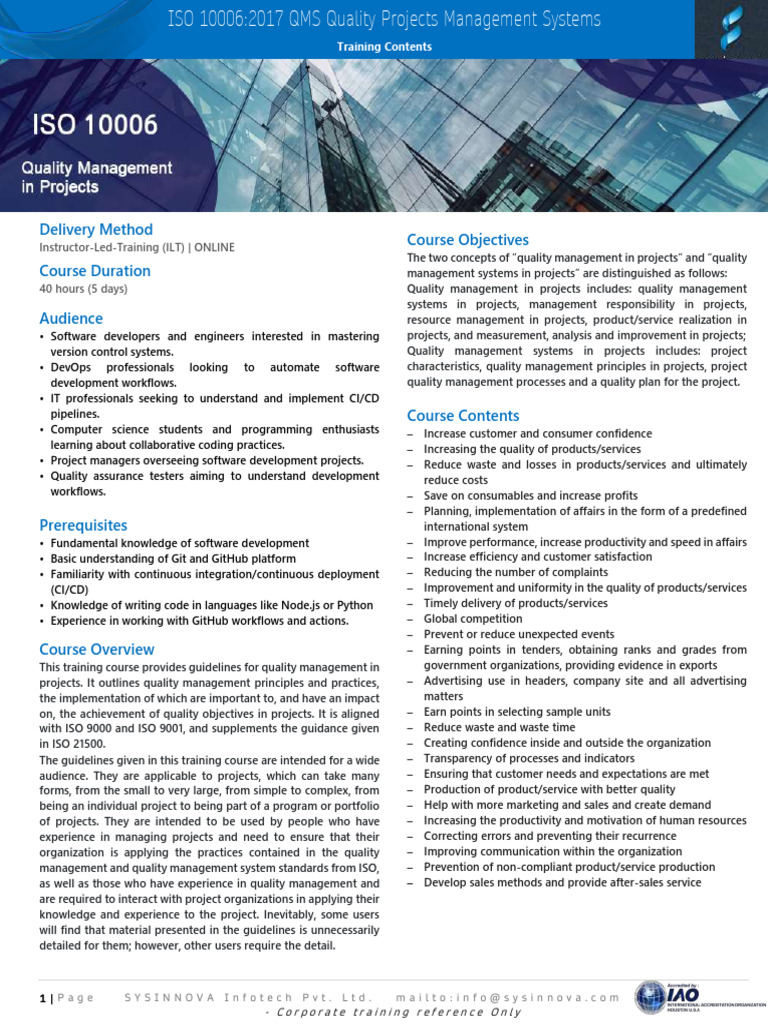 ISO 10006:2017 QMS Training | PDF | Quality Management | Quality Management System