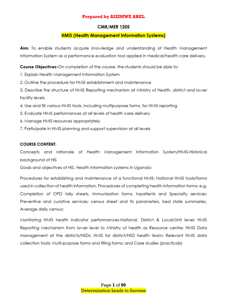 HMIS Notes | PDF | Information | Health Care