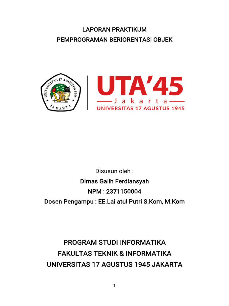 Laporan Full Praktikum (Pbo) Dimas Galih Ferdiansyah | PDF