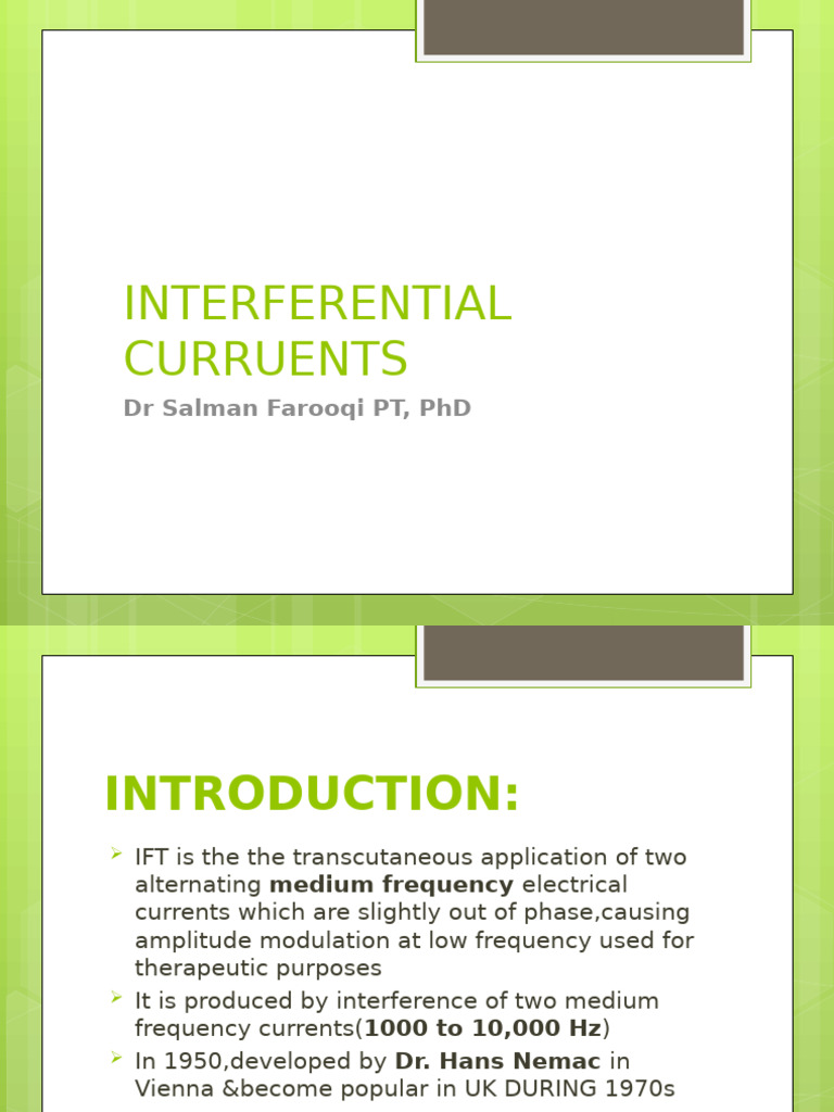 Interferential Current | PDF | Clinical Medicine | Medical Specialties