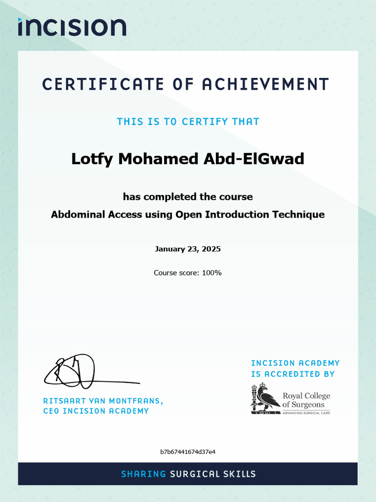 Abdominal Access Course Completion | PDF