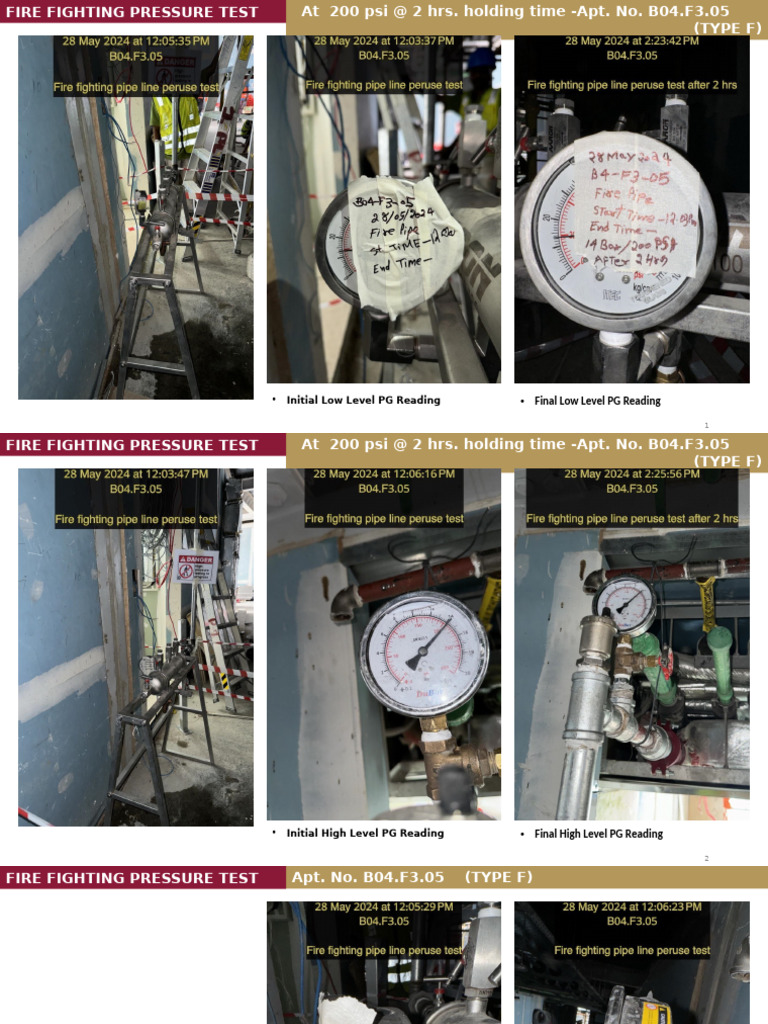 Fire Fighting Pressure Test Results | PDF