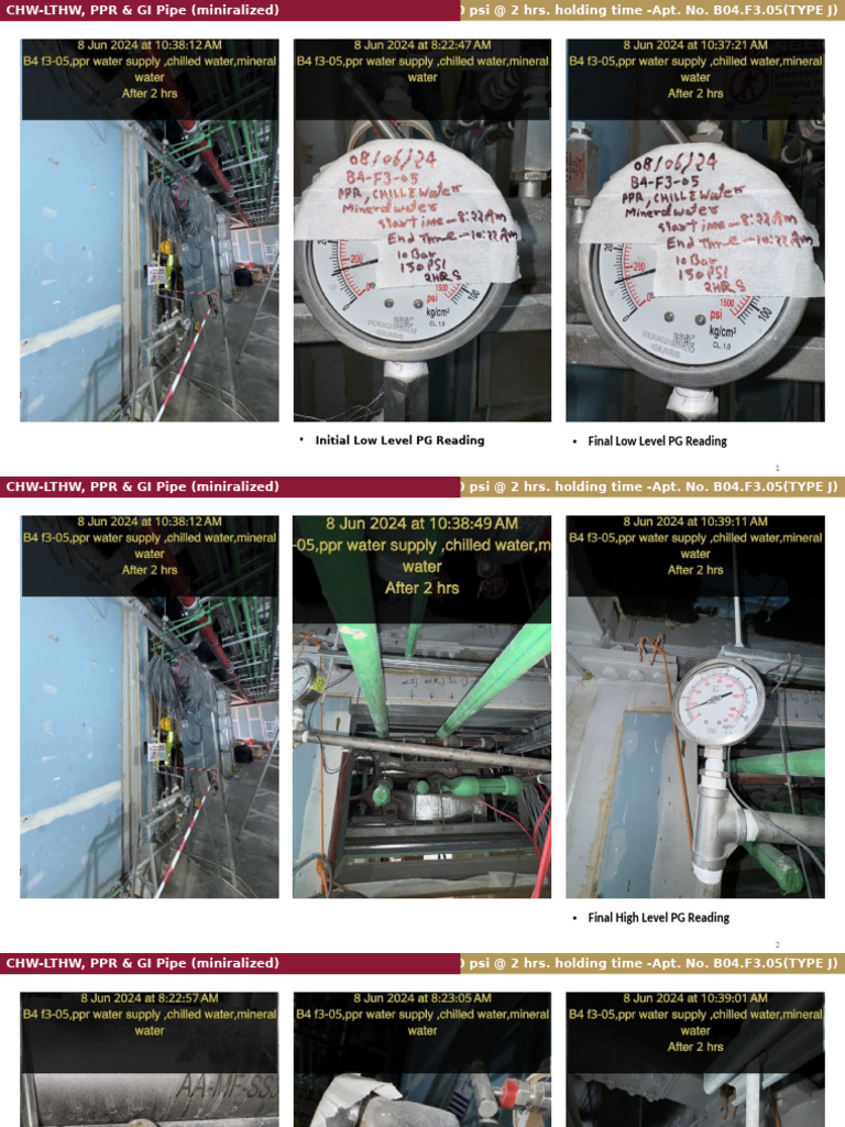 B4.F3.05 CHW-LTHW, PPR & GI pressure test | PDF