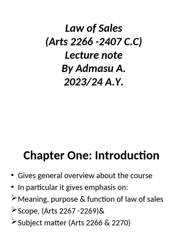 Overview of the Law of Sales | PDF | Sales | Procurement