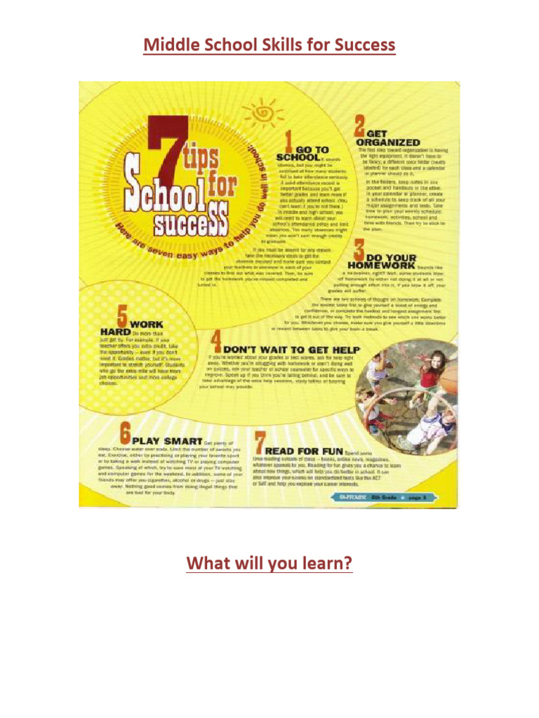 Middle School Skills For Success | PDF | Study Skills | Reading ...
