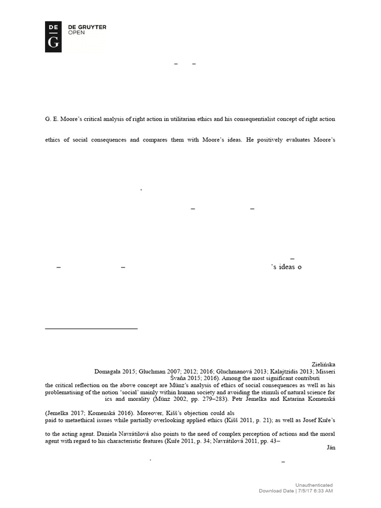 G e Moore and Theory of Moralright Action in Ethic | PDF | Intention ...
