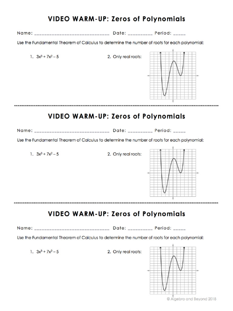 Zeros of The Polynomials Lesson (Notes Practice Answer Key) | PDF