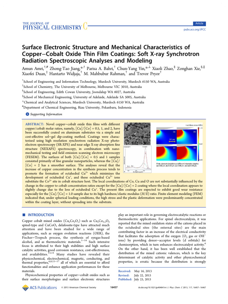 Surface Electronic Structure and Mechani | PDF | Young's Modulus | Hardness