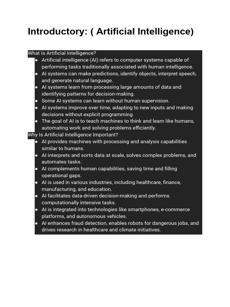 Introductory - (Artificial Intelligence) | PDF | Artificial ...