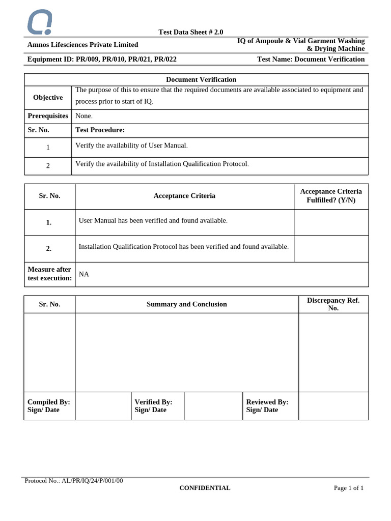 TDS # 2.2 Document Verification | PDF