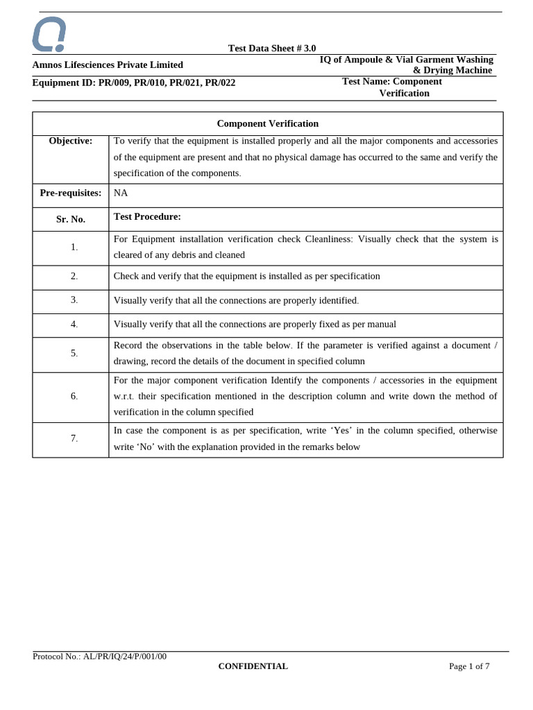 TDS # 3.0 Component Verification | PDF | Verification And Validation ...