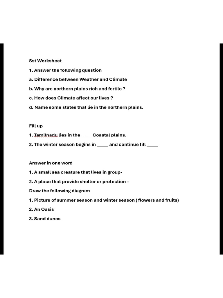 SST Worksheet | PDF