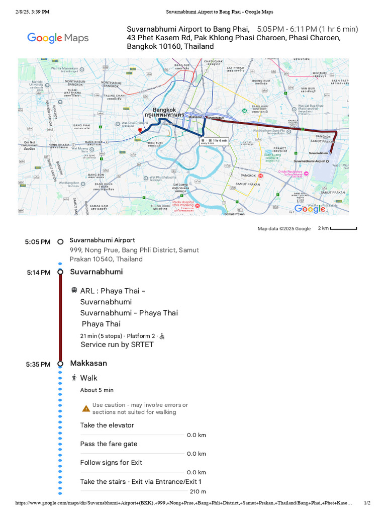 Suvarnabhumi Airport To Bang Phai - Google Maps | PDF | Public ...
