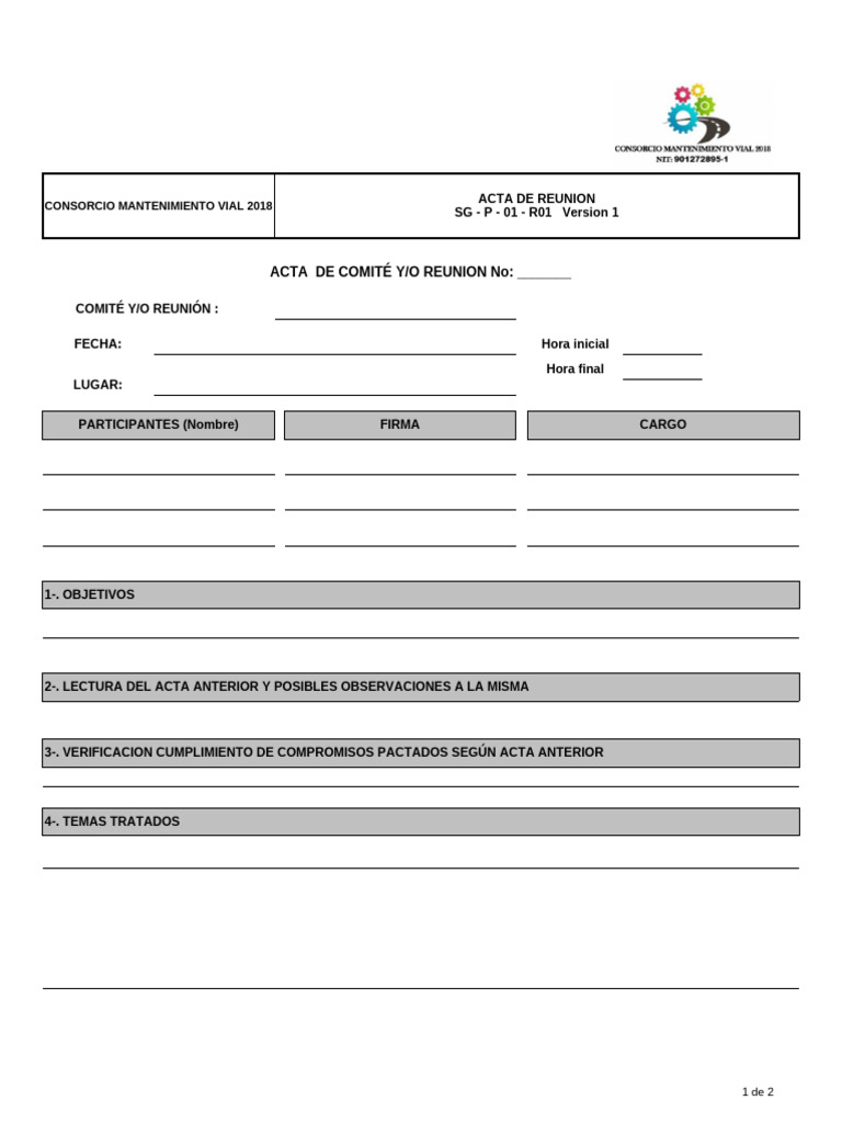 Acta de Reunión del Comité 2018 | PDF