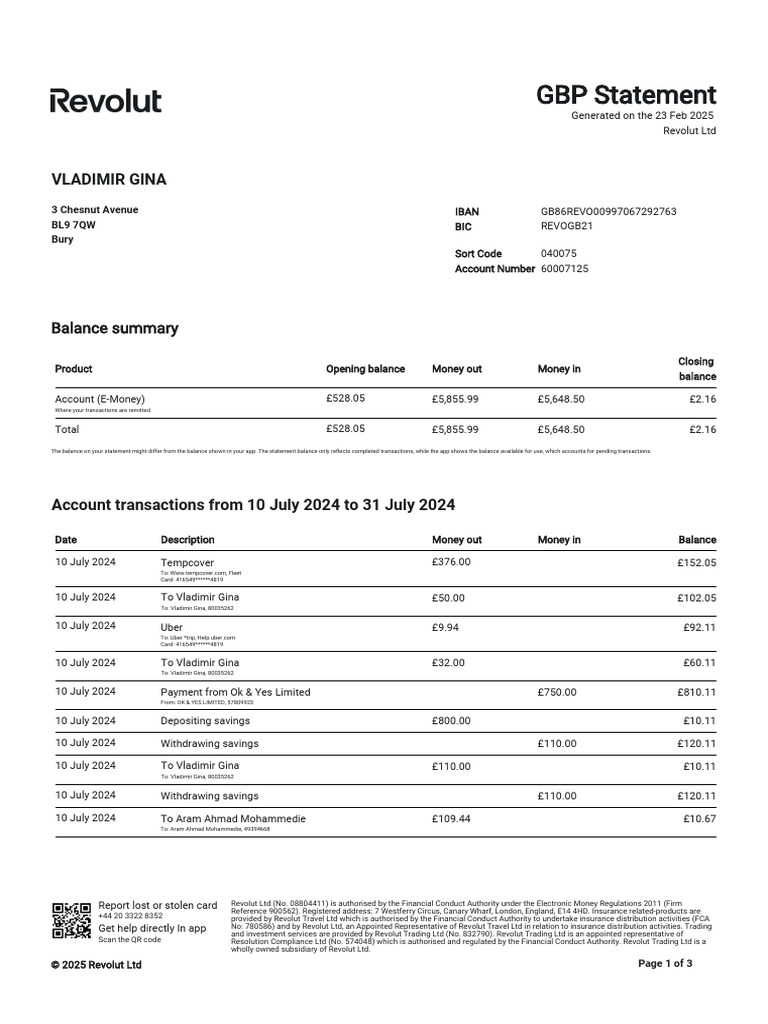 Revolut GBP Statement Overview | PDF | Money | Service Industries