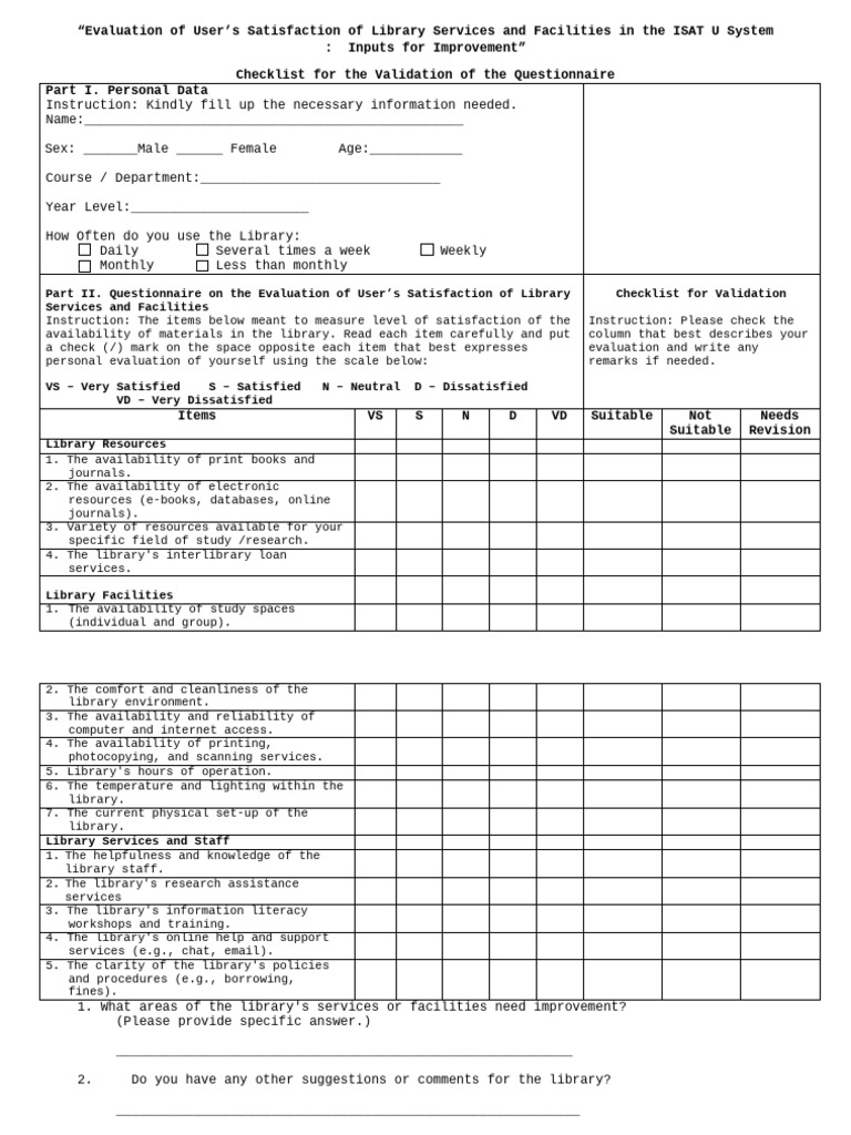 Library Services Satisfaction Survey | PDF | Libraries | Computing