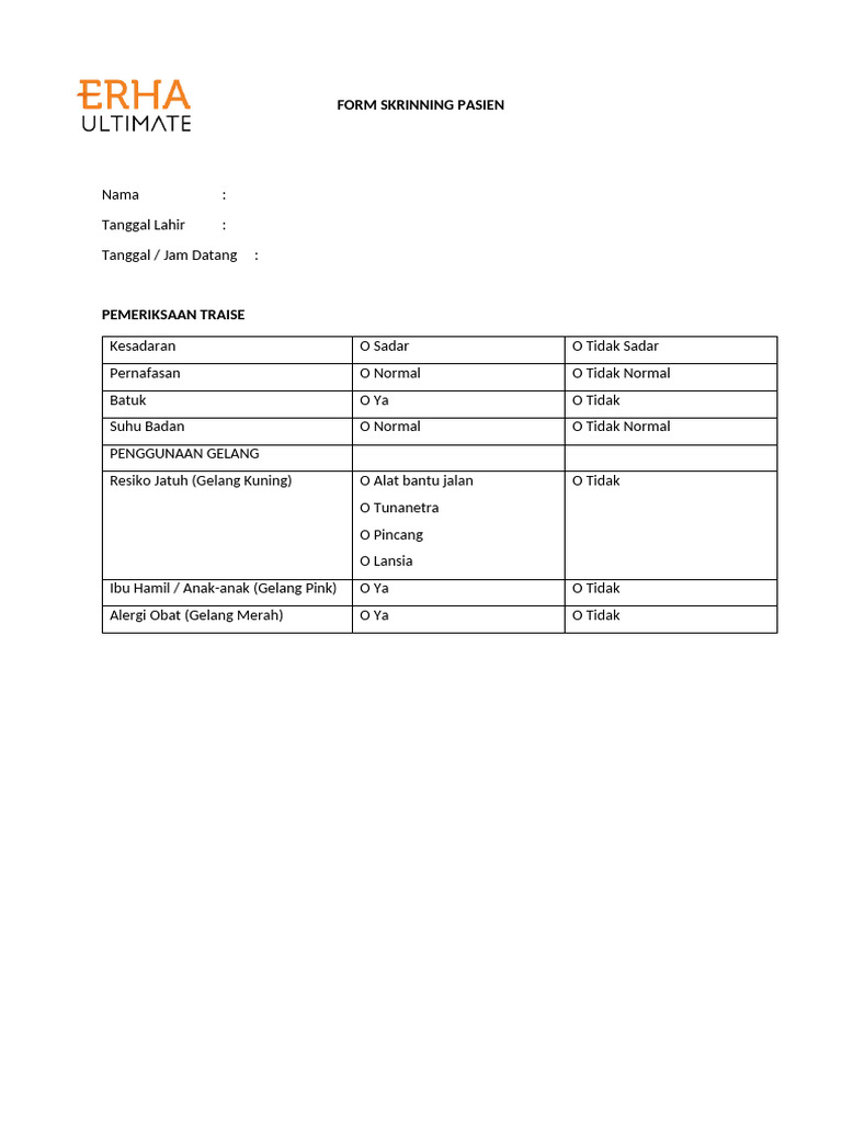 Skrining Pasien: Pemeriksaan dan Penggunaan Gelang | PDF