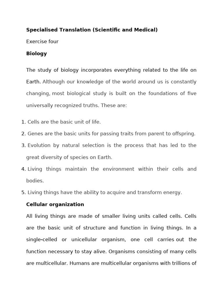 Specialised Translation (Scientific and Medical) | PDF
