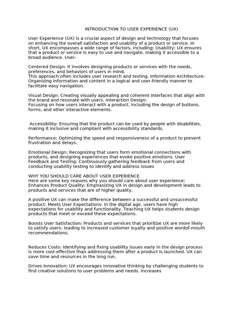 Introduction To User Experience | PDF | Usability | Cognition