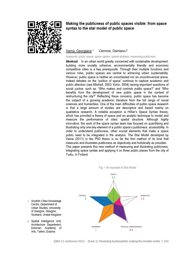 Making the Publicness of Public Spaces Visible From Space Syntax to the Star Model of Public ...
