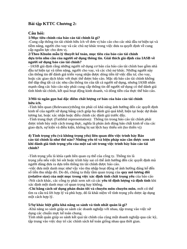 Bài tập KTTC Chương 2 | PDF