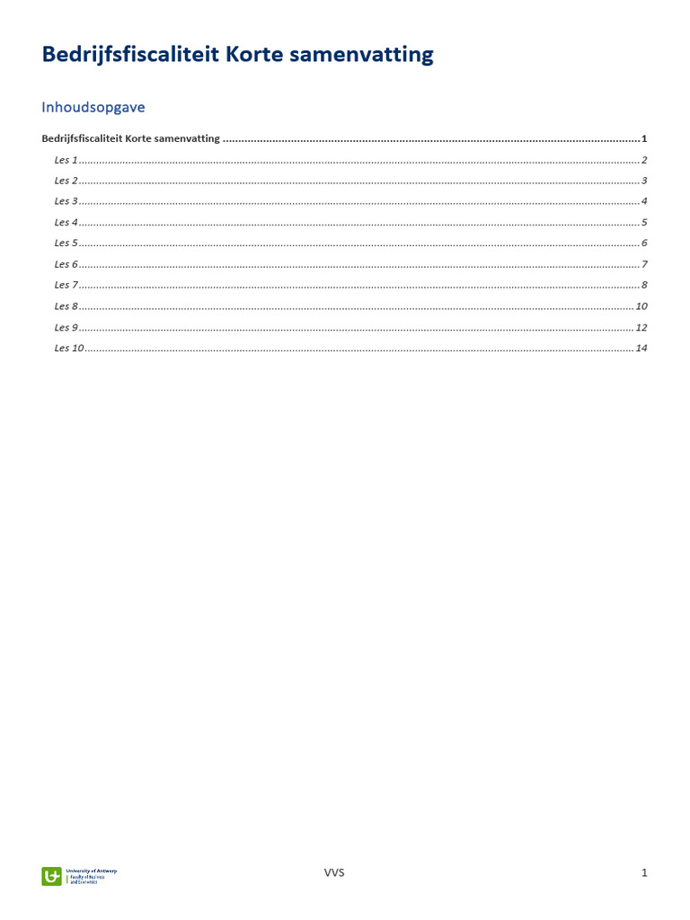 Bedrijfsfiscaliteit Korte Samenvatting | PDF