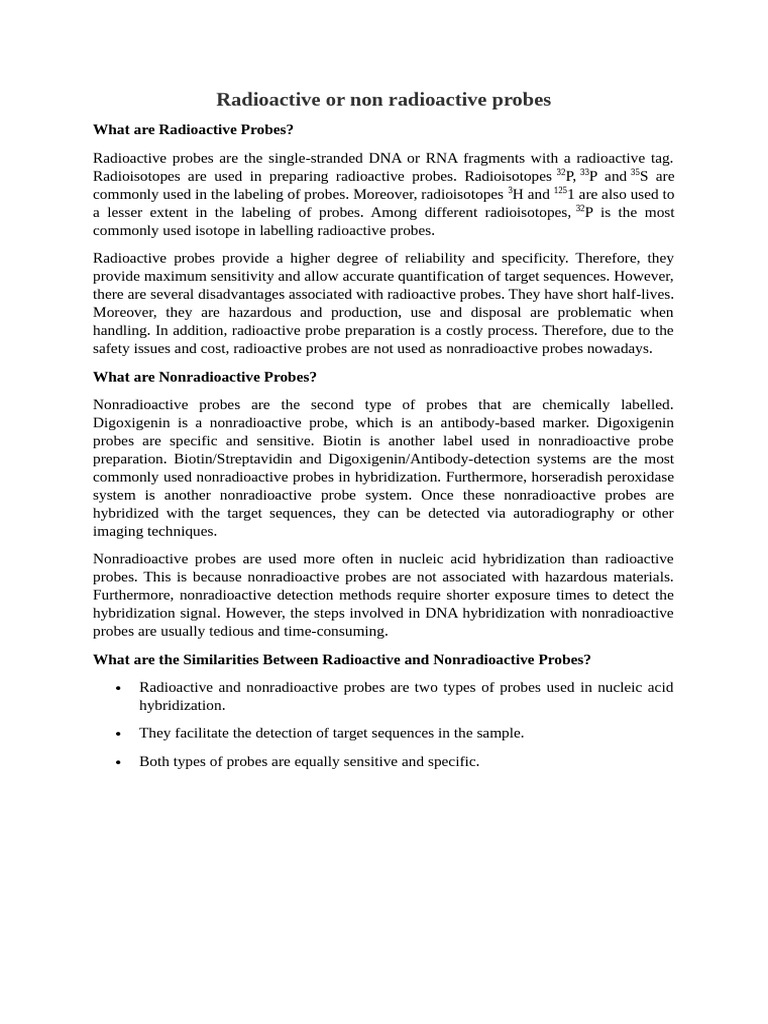Radioactive and Non Radioactive Probes or Isotopes | PDF | Real Time ...