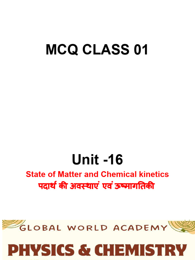Unit 16 Chemistry Class | PDF