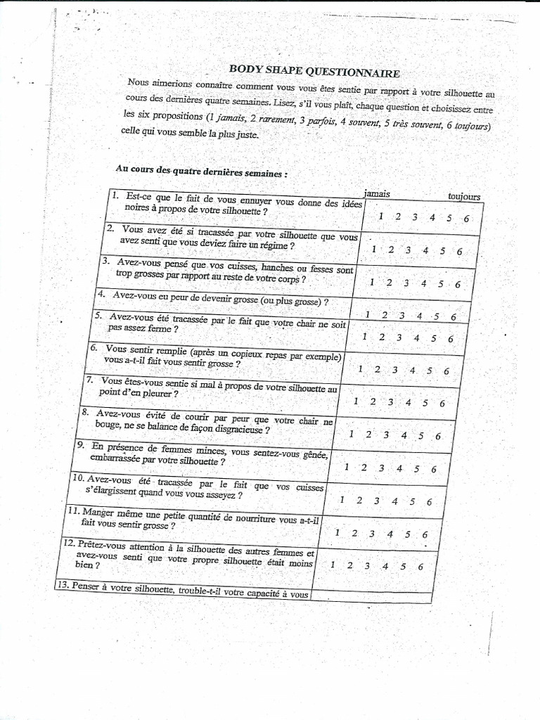 Body-Scape-Questionnaire | PDF