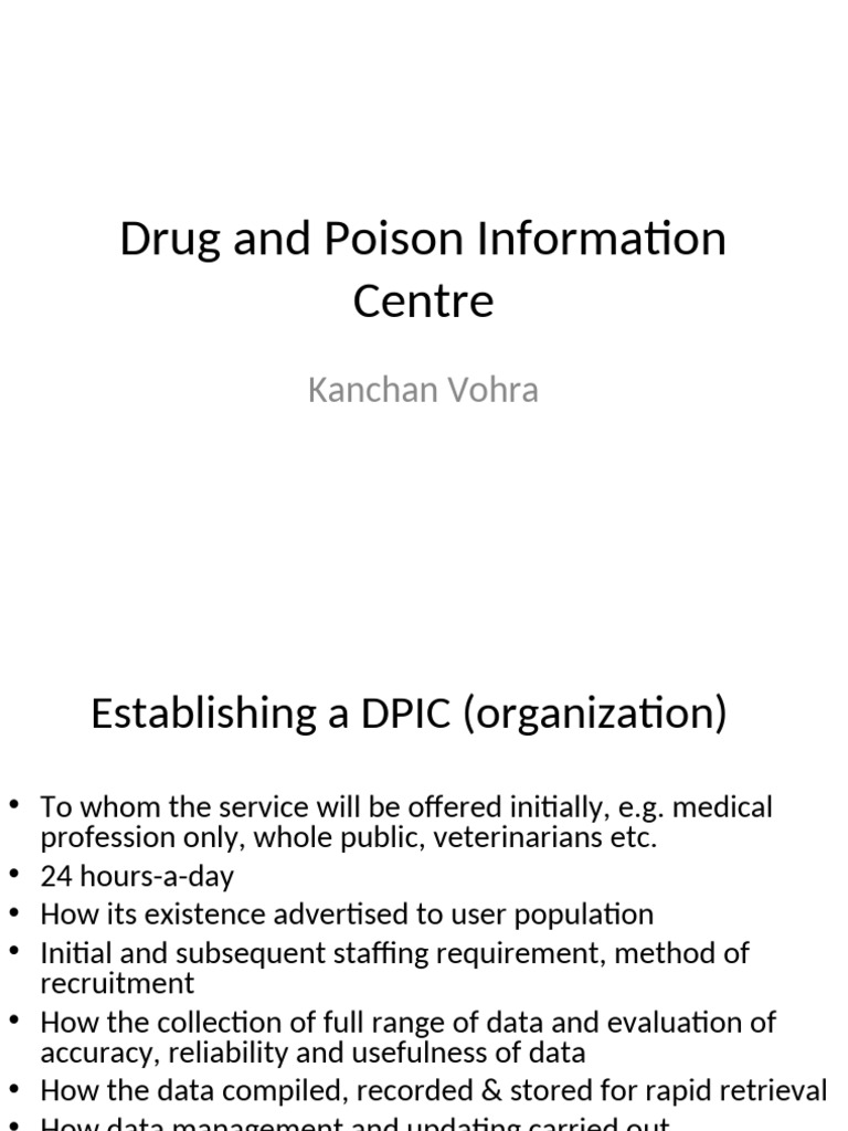 Establishing a Drug and Poison Info Centre | PDF | Medicine | Health Care