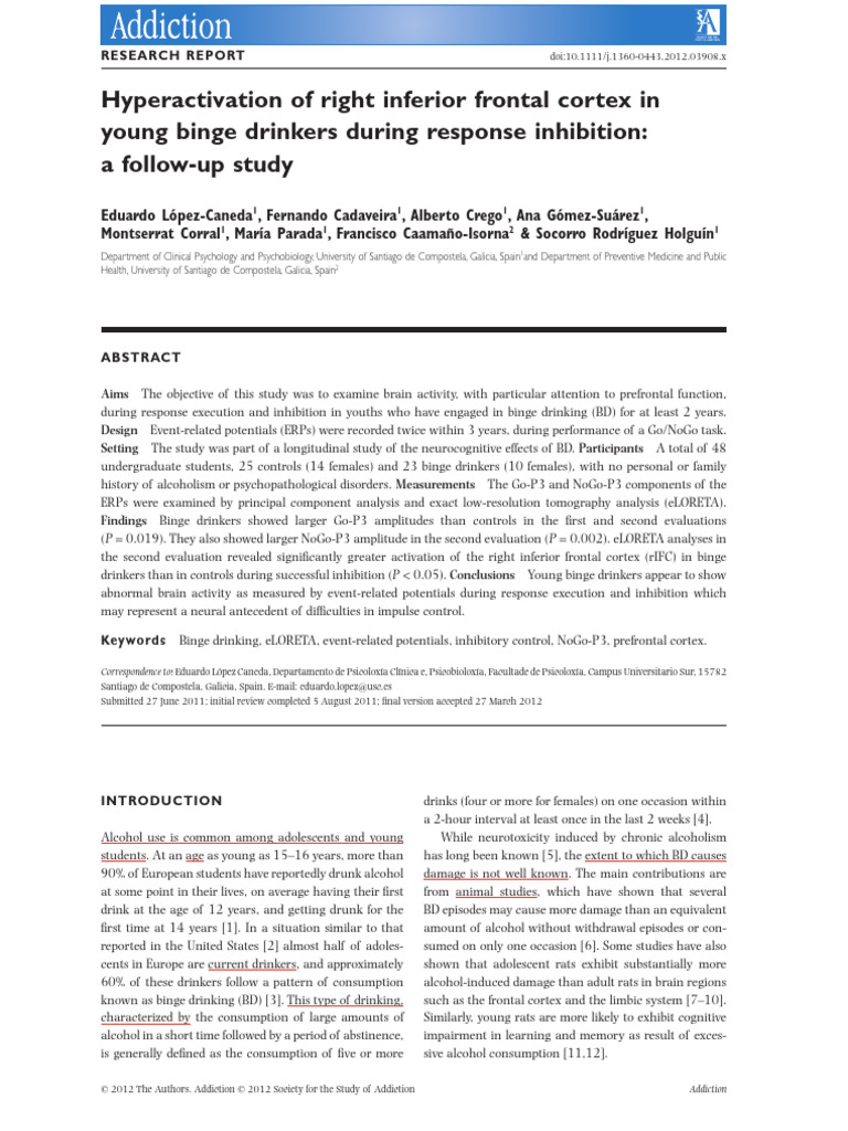Hyperactivation of Right Inferior Frontal Cortex in Young Binge ...