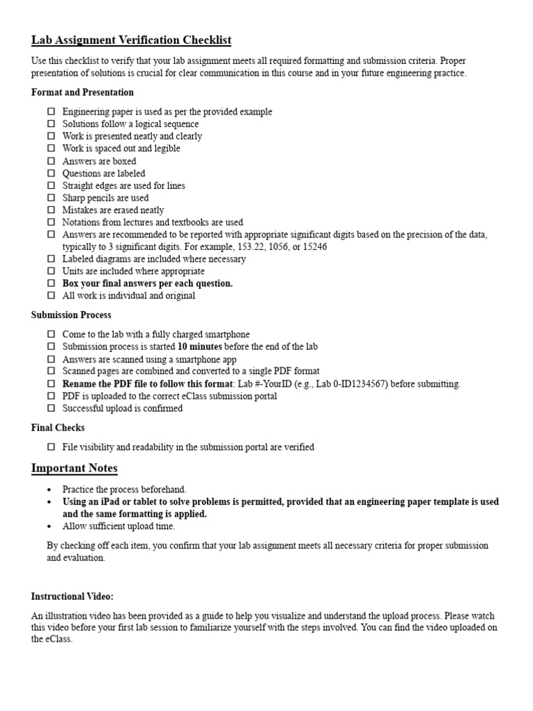 Labs Checklist | PDF