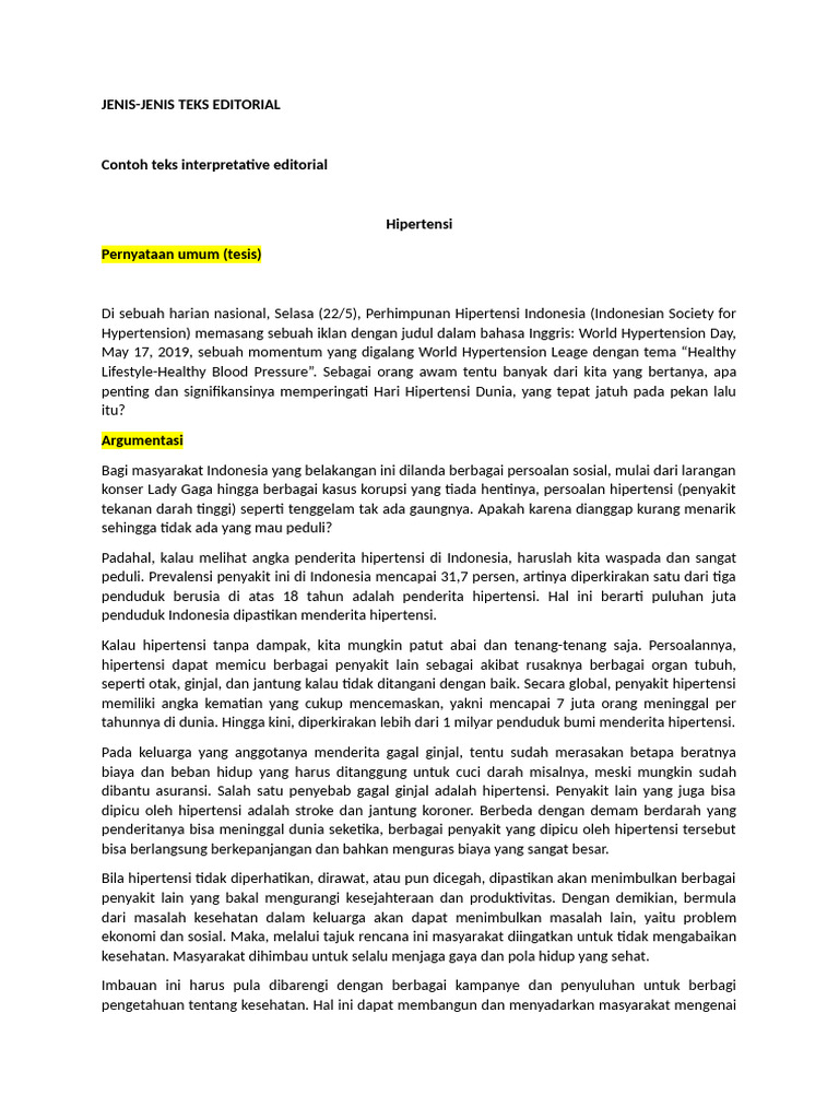 Jenis Jenis Teks Editorial Contohnya | PDF