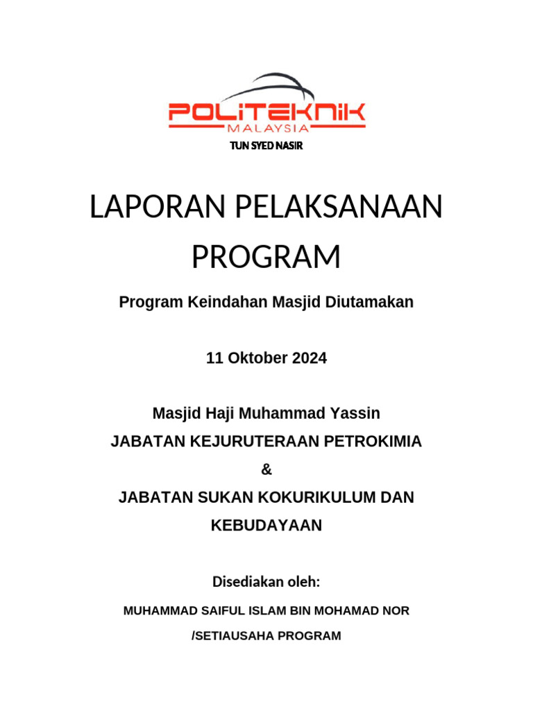 LAPORAN PELAKSANAAN PROGRAM | PDF