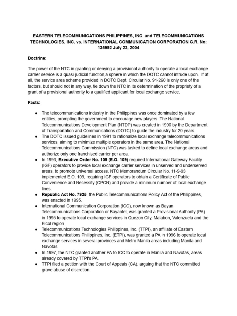 19 - EASTERN TELECOMMUNICATIONS PHILIPPINES, INC. and ...