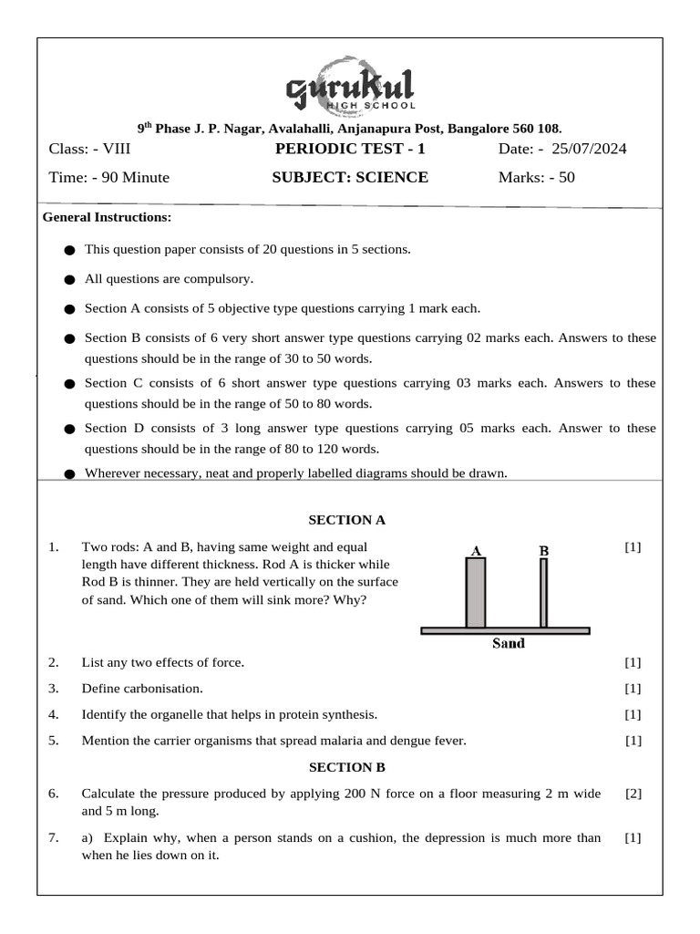 Class VIII Science Periodic Test 1 | PDF | Petroleum | Coal