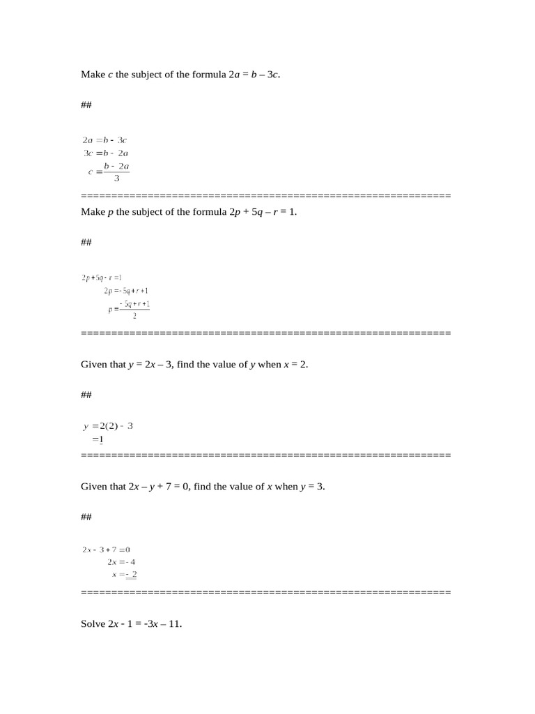 Ch1 Linear Equations in Two Unknowns Set 2 | PDF