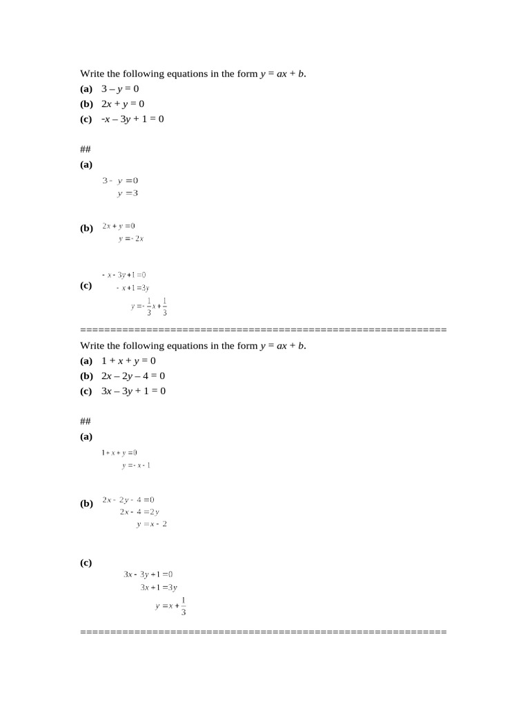 Ch1 Linear Equations in Two Unknowns Set 3 | PDF | Length | Equations