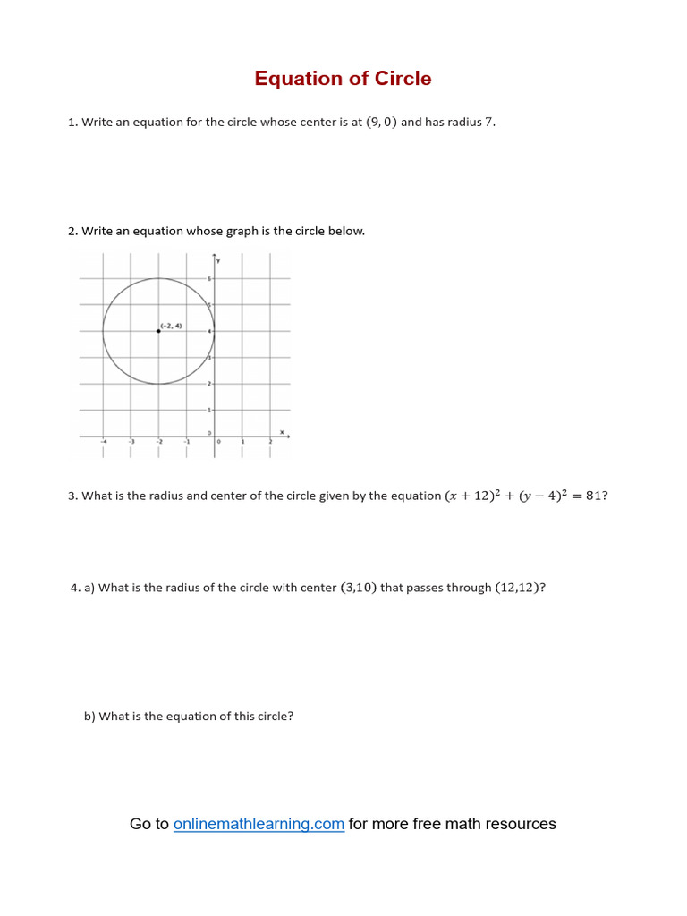 Equation Circle Worksheet | PDF